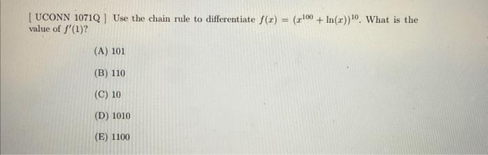 Solved [UCONN 1071Q] Use the chain rule to differentiate | Chegg.com
