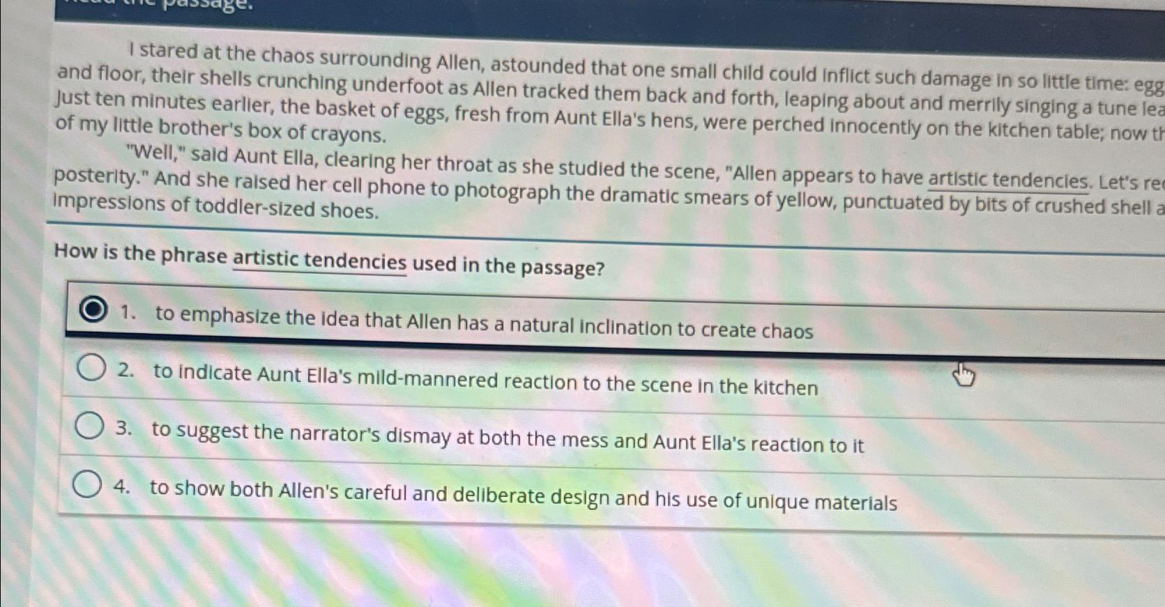 Solved I stared at the chaos surrounding Allen, astounded | Chegg.com