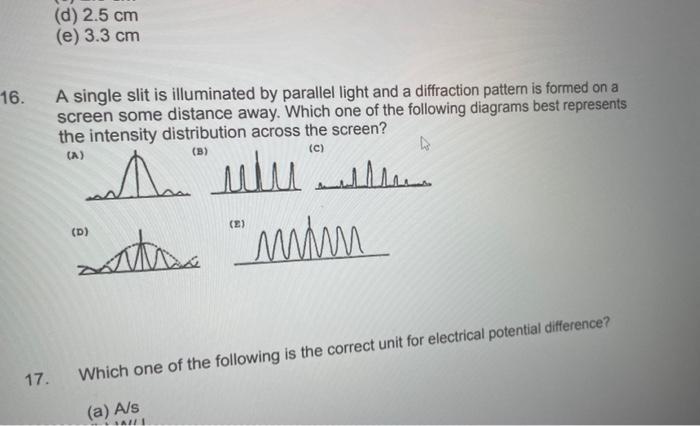 Solved A single slit is illuminated by parallel light and a | Chegg.com