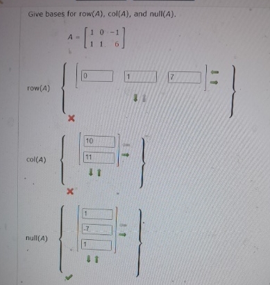 Solved Give bases for row(A),col(A), ﻿and | Chegg.com