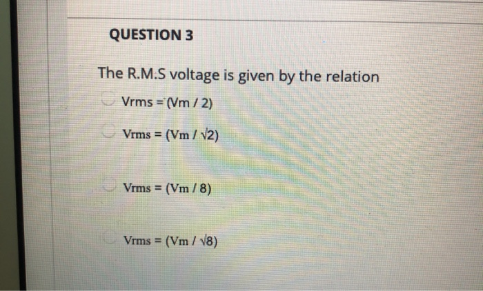 Solved QUESTION 2 The amplitude of voltage is given by the | Chegg.com