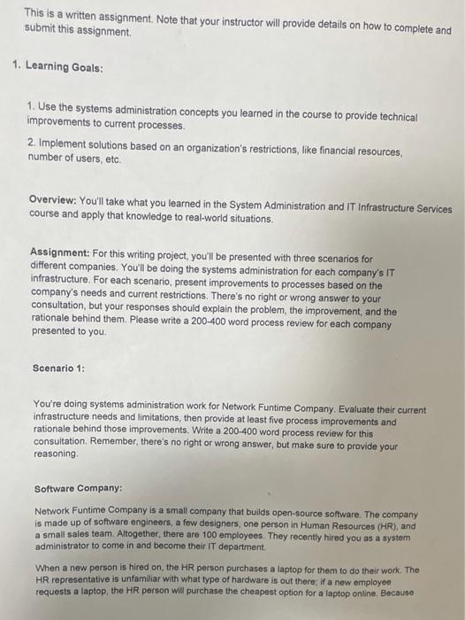 Solved This is a written assignment. Note that your | Chegg.com