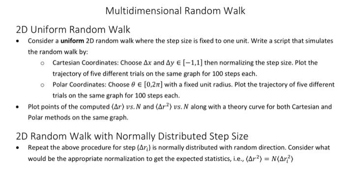 Solved 2D Uniform Random Walk - Consider a uniform 2D random | Chegg.com