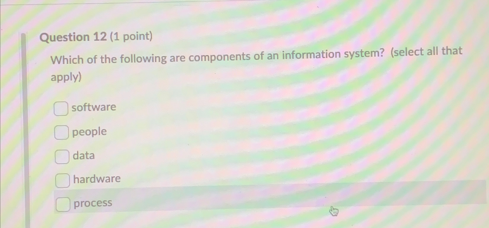 Solved Question 12 (1 ﻿point)Which of the following are | Chegg.com
