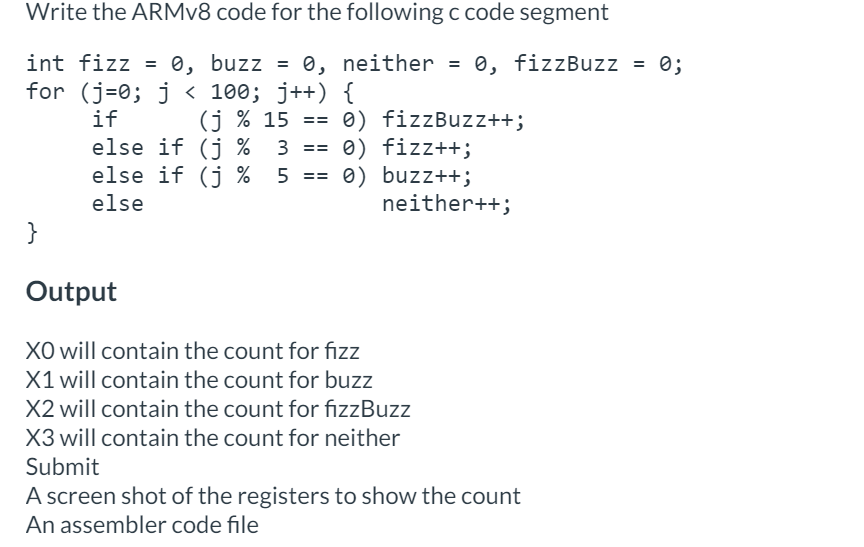 Solved Write The Armv8 ﻿code For The Following C Code 2707