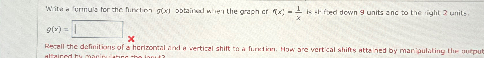 Solved Write a formula for the function g(x) ﻿obtained when | Chegg.com