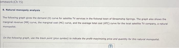 Solved 8. Natural monopoly analysis The following graph | Chegg.com