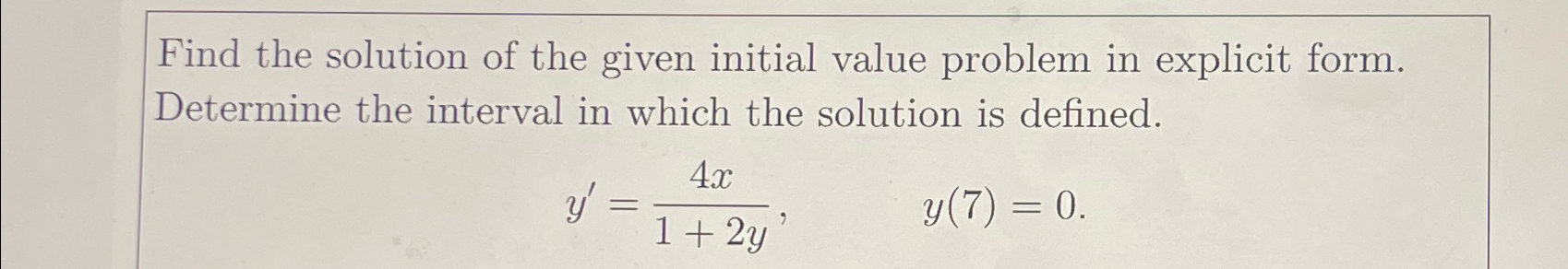 Solved Find the solution of the given initial value problem | Chegg.com