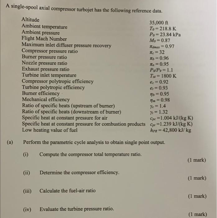 Solved Ac = 32 A = 0.96 A single-spool axial compressor | Chegg.com
