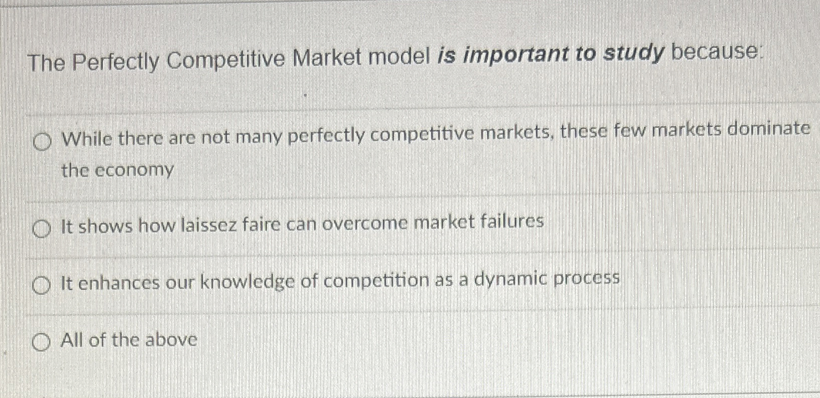 Solved The Perfectly Competitive Market model is important | Chegg.com