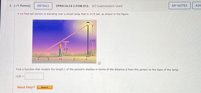 Solved A six-foot-tall person is standing near a street lamp | Chegg.com