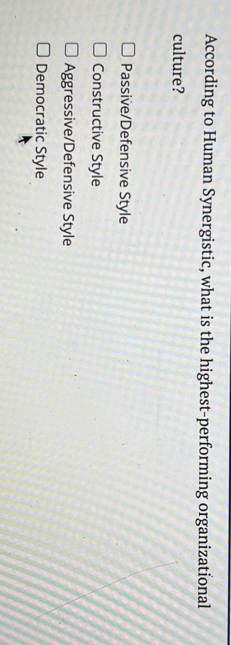 Solved According to Human Synergistic, what is the | Chegg.com