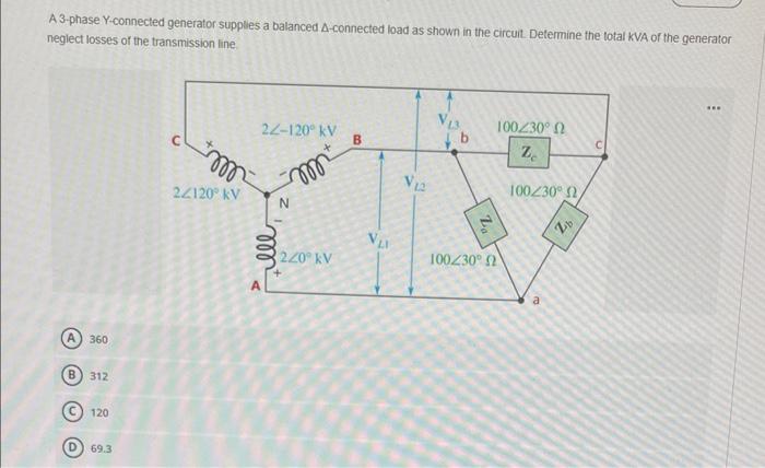 Solved A 3-phase Y-connected generator supplies a balanced | Chegg.com