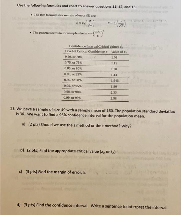 Solved Use the following formulas and chart to answer | Chegg.com