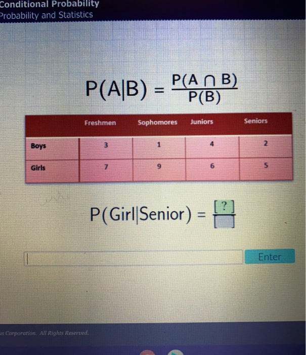 Solved Conditional Probability Probability and Statistics | Chegg.com