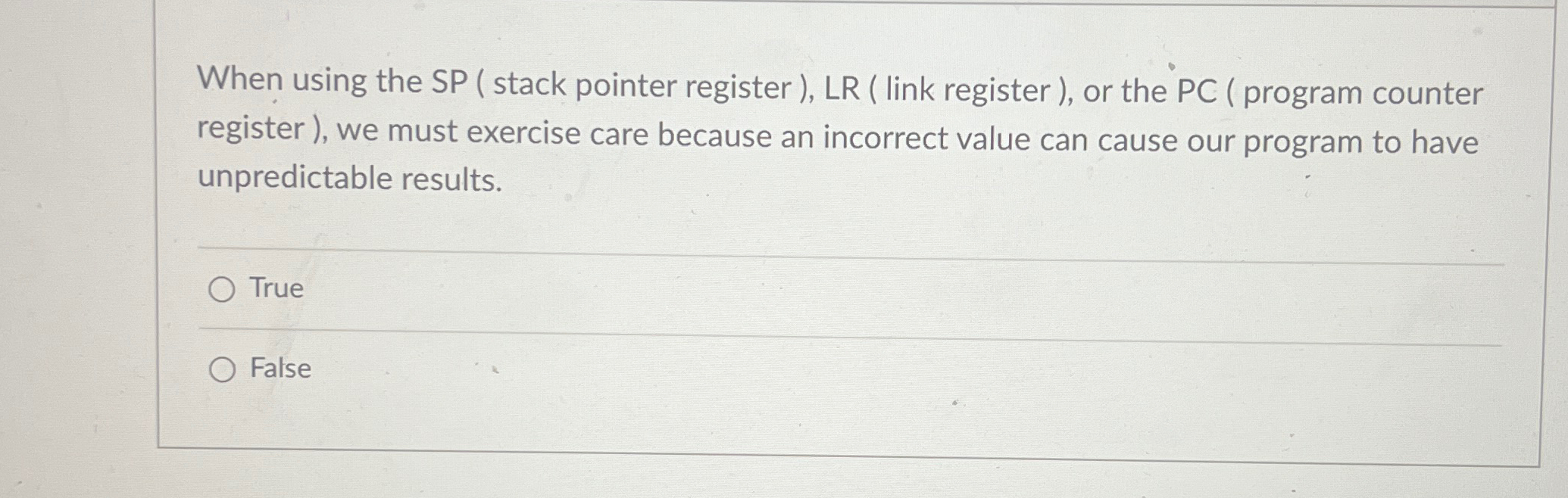 Solved When using the SP ( stack pointer register ), LR ( | Chegg.com Solved When using the SP ( stack pointer register ), LR ( | Chegg.com