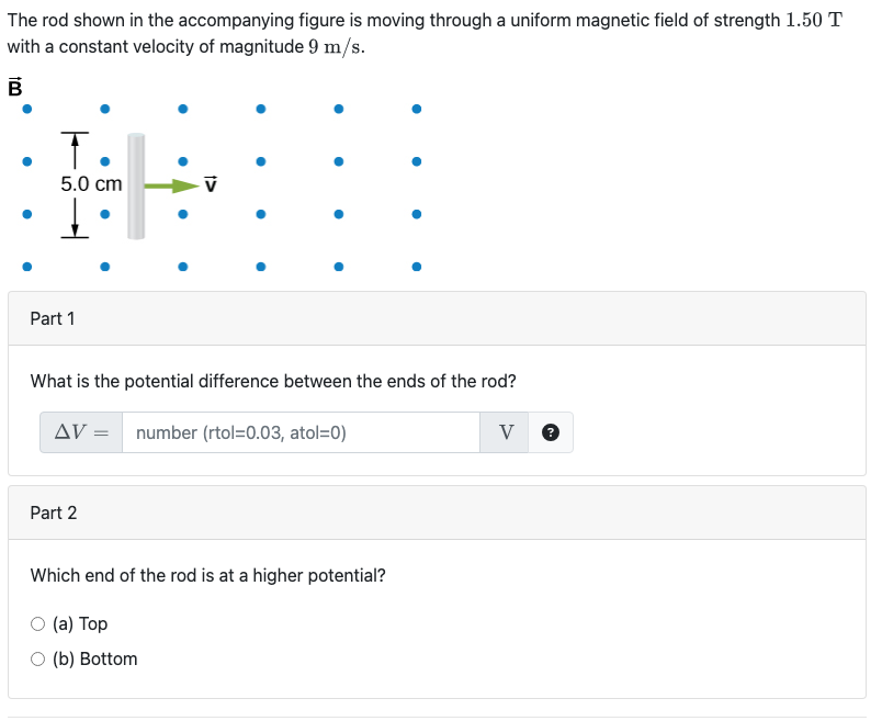 Solved The rod shown in the accompanying figure is moving | Chegg.com