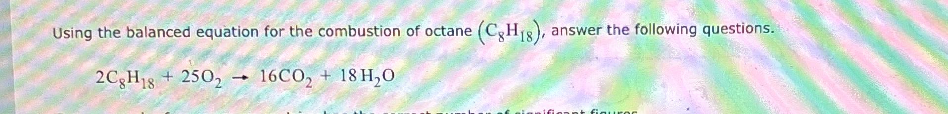 Solved Using the balanced equation for the combustion of | Chegg.com