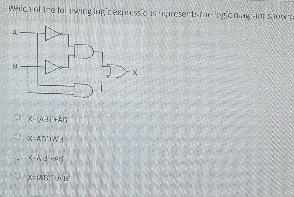 Solved Which of the following logic expressions represents | Chegg.com