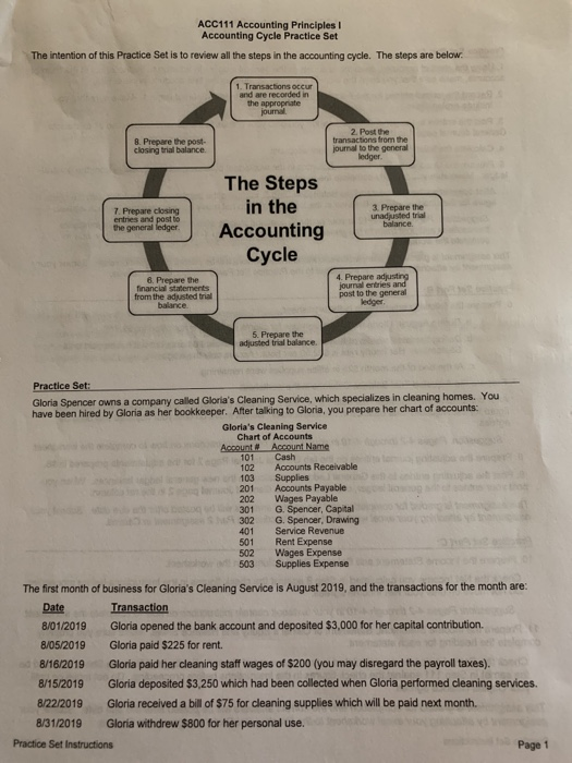Solved ACC111 Accounting Principles Accounting Cycle | Chegg.com