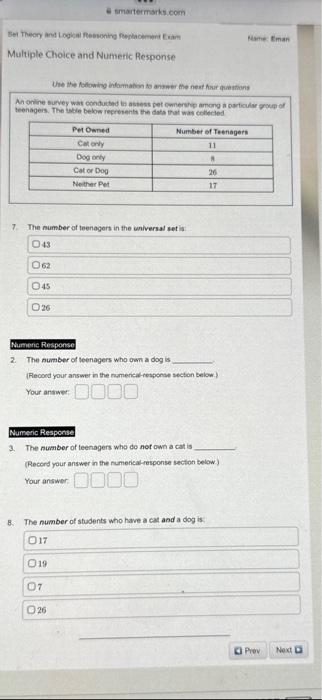 Solved Natre: tman Multiple Choice and Numeric Response | Chegg.com