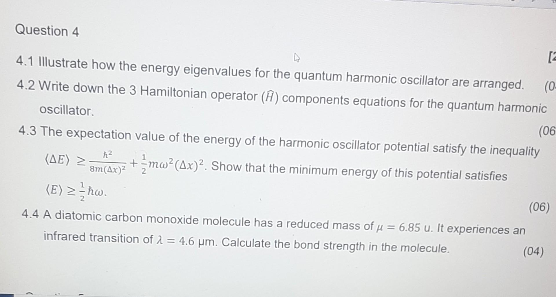 Solved 4.1 Illustrate how the energy eigenvalues for the | Chegg.com