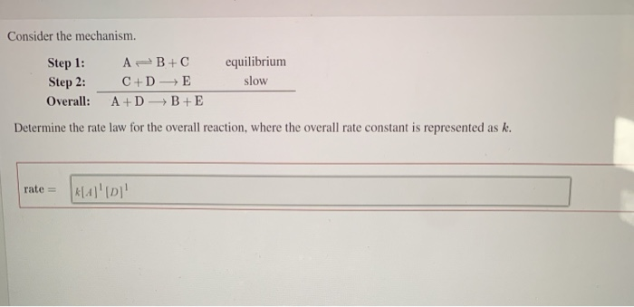 Solved Determine the rate law for the overall reaction, | Chegg.com