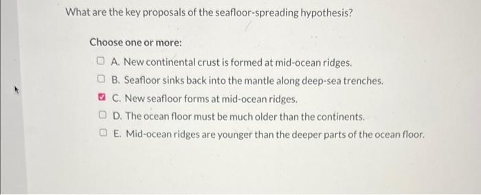 Solved What are the key proposals of the seafloor-spreading | Chegg.com
