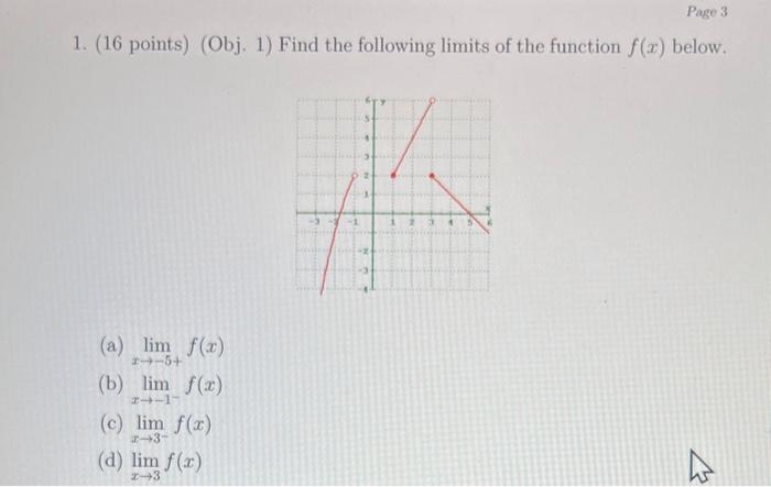 Solved 1. (16 points) (Obj. 1) Find the following limits of | Chegg.com Solved 1. (16 points) (Obj. 1) Find the following limits of | Chegg.com