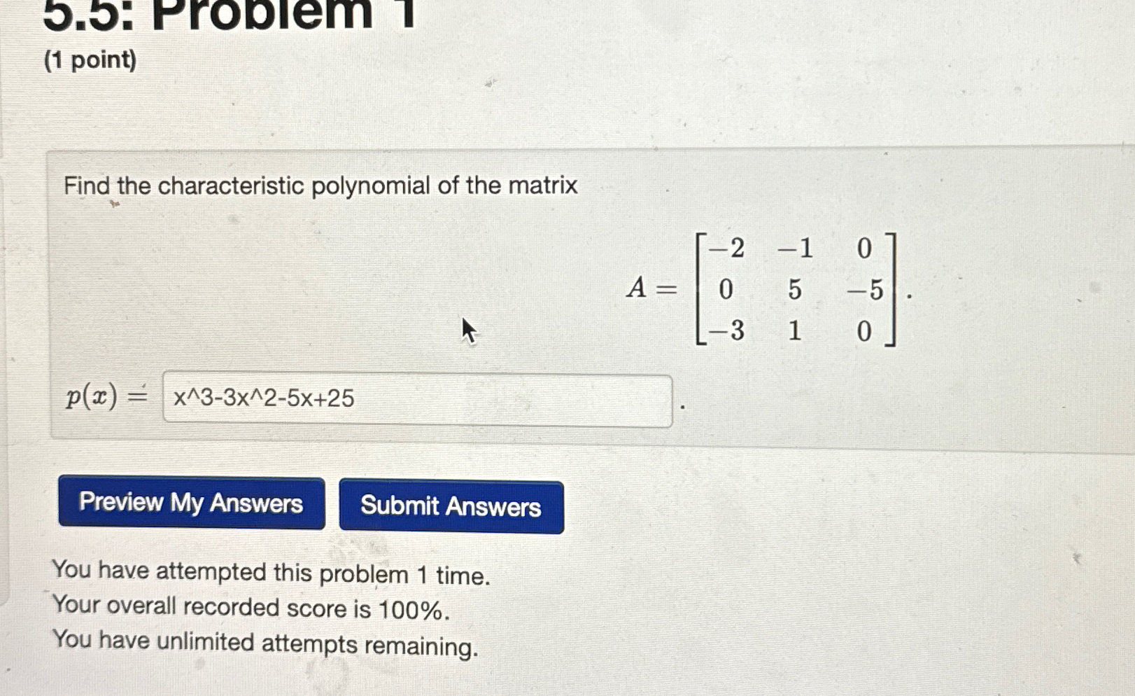 Solved ५.5: ProDlem I(1 ﻿point)Find the characteristic | Chegg.com