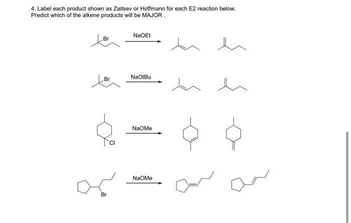 Solved 4. Label each product shown as Zaitsev or Hoffmann | Chegg.com