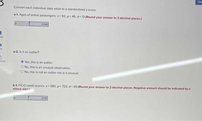 Solved Convert each individual data value to a standardized | Chegg.com