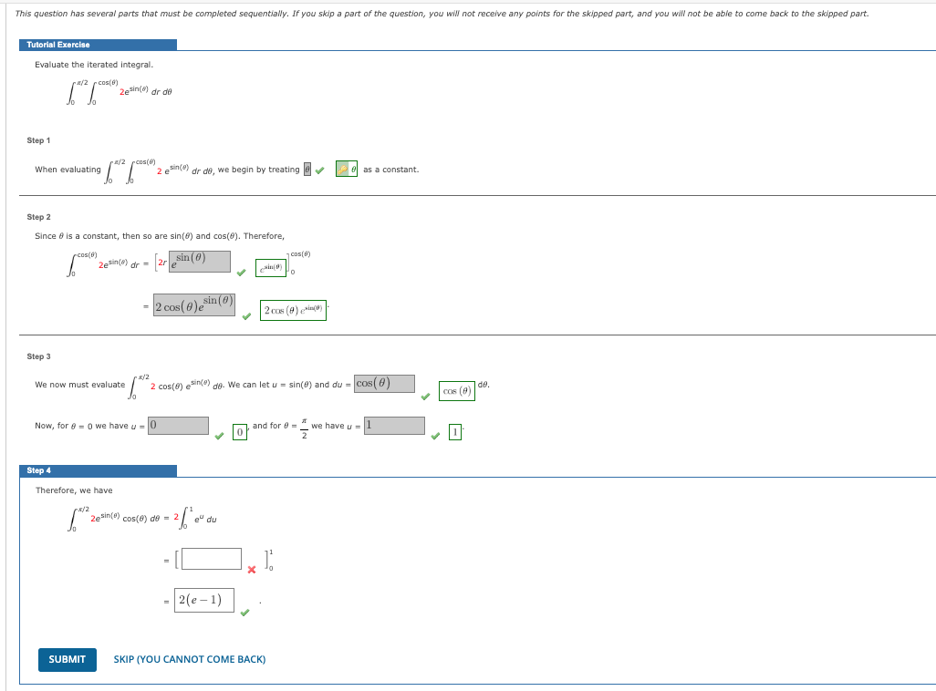 Solved Tutorial ExerciseEvaluate the iterated | Chegg.com