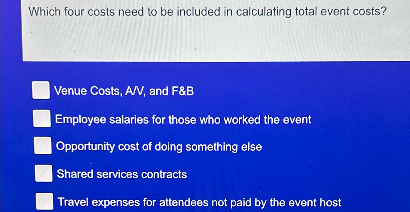 Solved Which four costs need to be included in calculating | Chegg.com