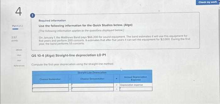 Solved 4 Part 1 of 2 3.57 points eBook Hint Ask References | Chegg.com