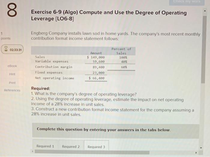 Solved 8 Exercise 6-9 (Algo) Compute and Use the Degree of | Chegg.com