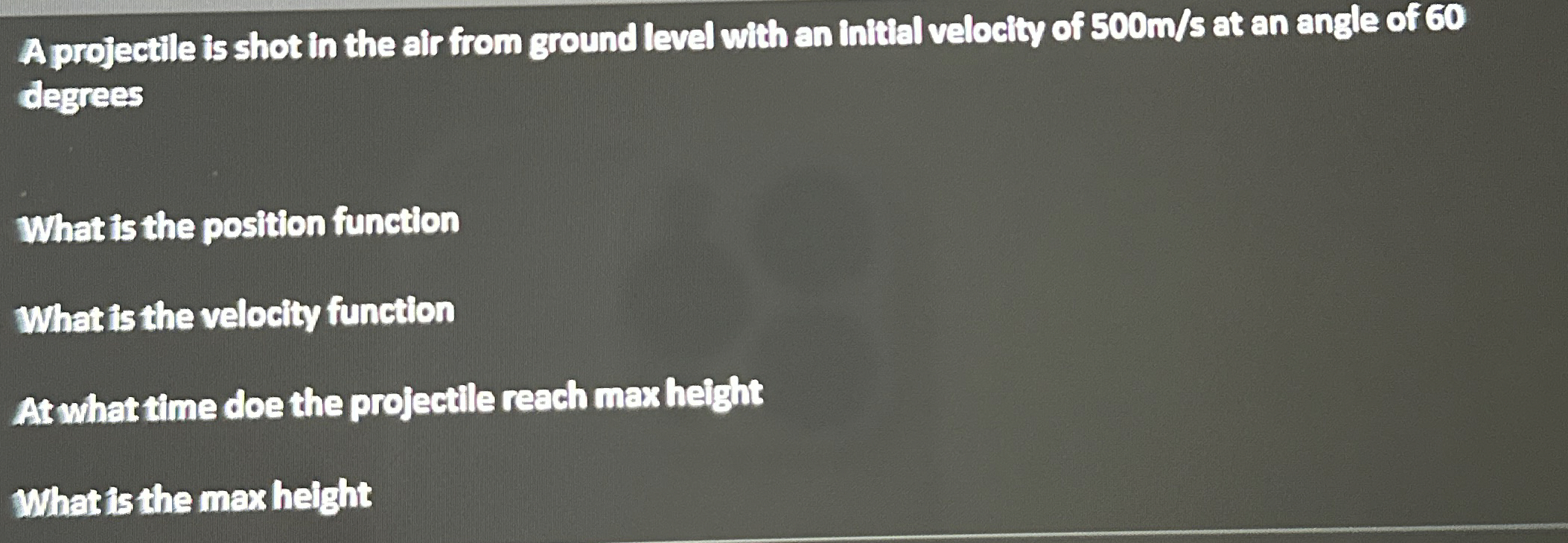 Solved A projectile is shot in the air from ground level | Chegg.com