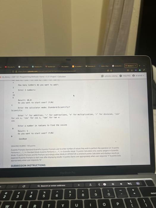 Project 1 Specifications and Examples SUBMISSION | Chegg.com