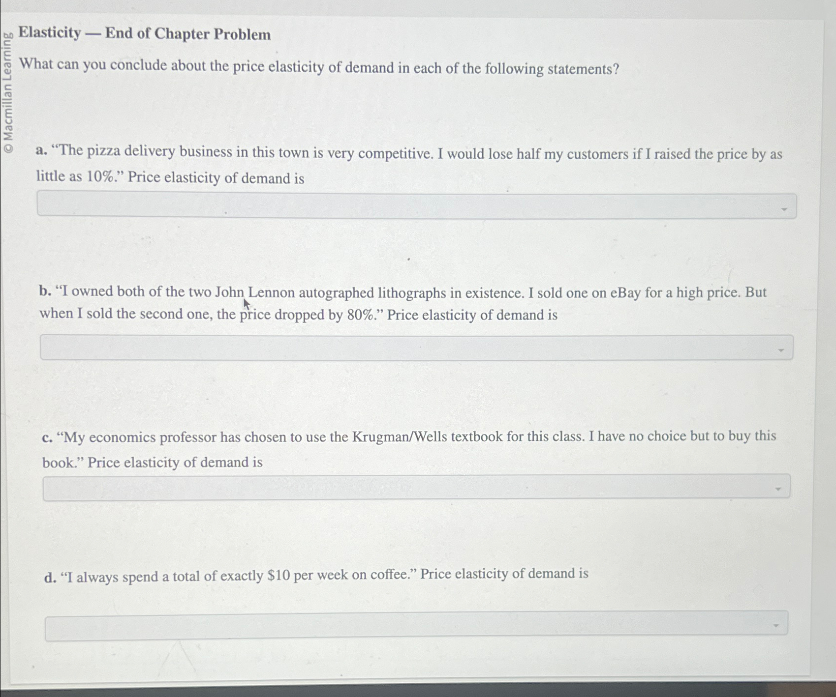 Solved Elasticity — ﻿End of Chapter ProblemWhat can you | Chegg.com