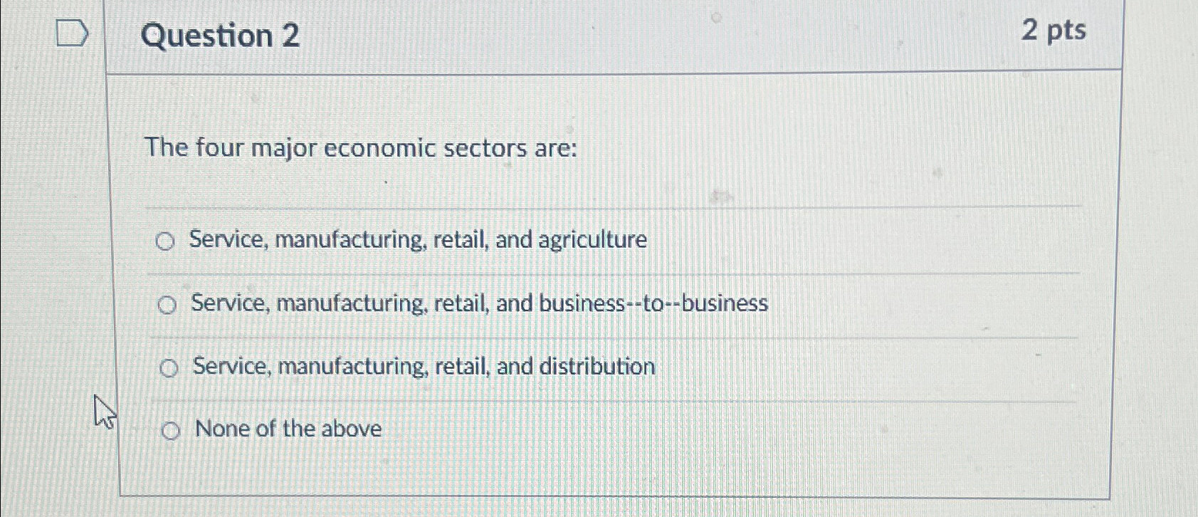 Solved Question 22 ﻿ptsThe four major economic sectors | Chegg.com