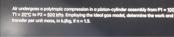 Solved Air undergoes a polytropic compression in a | Chegg.com