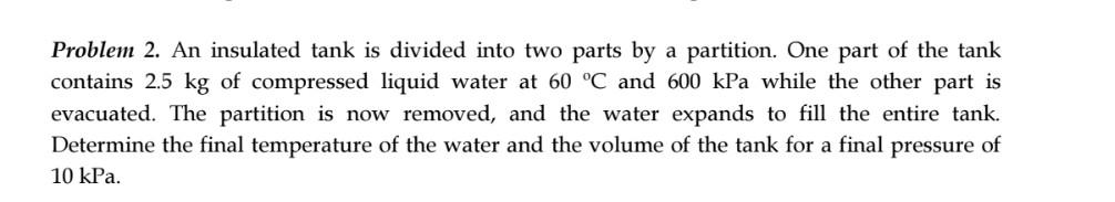 Solved Problem 2. An insulated tank is divided into two | Chegg.com
