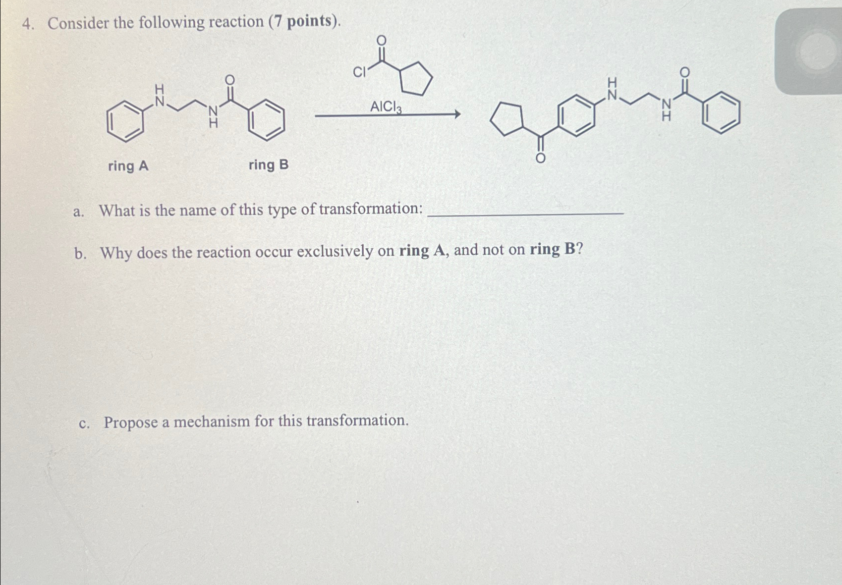 Solved Consider the following reaction (7 ﻿points).ring | Chegg.com