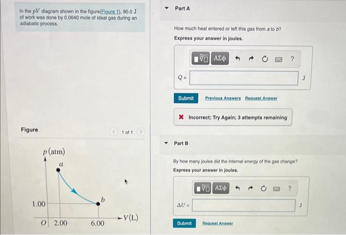 Solved In the pV diagram shown in the figure(Eigure 1), 90.0 | Chegg.com