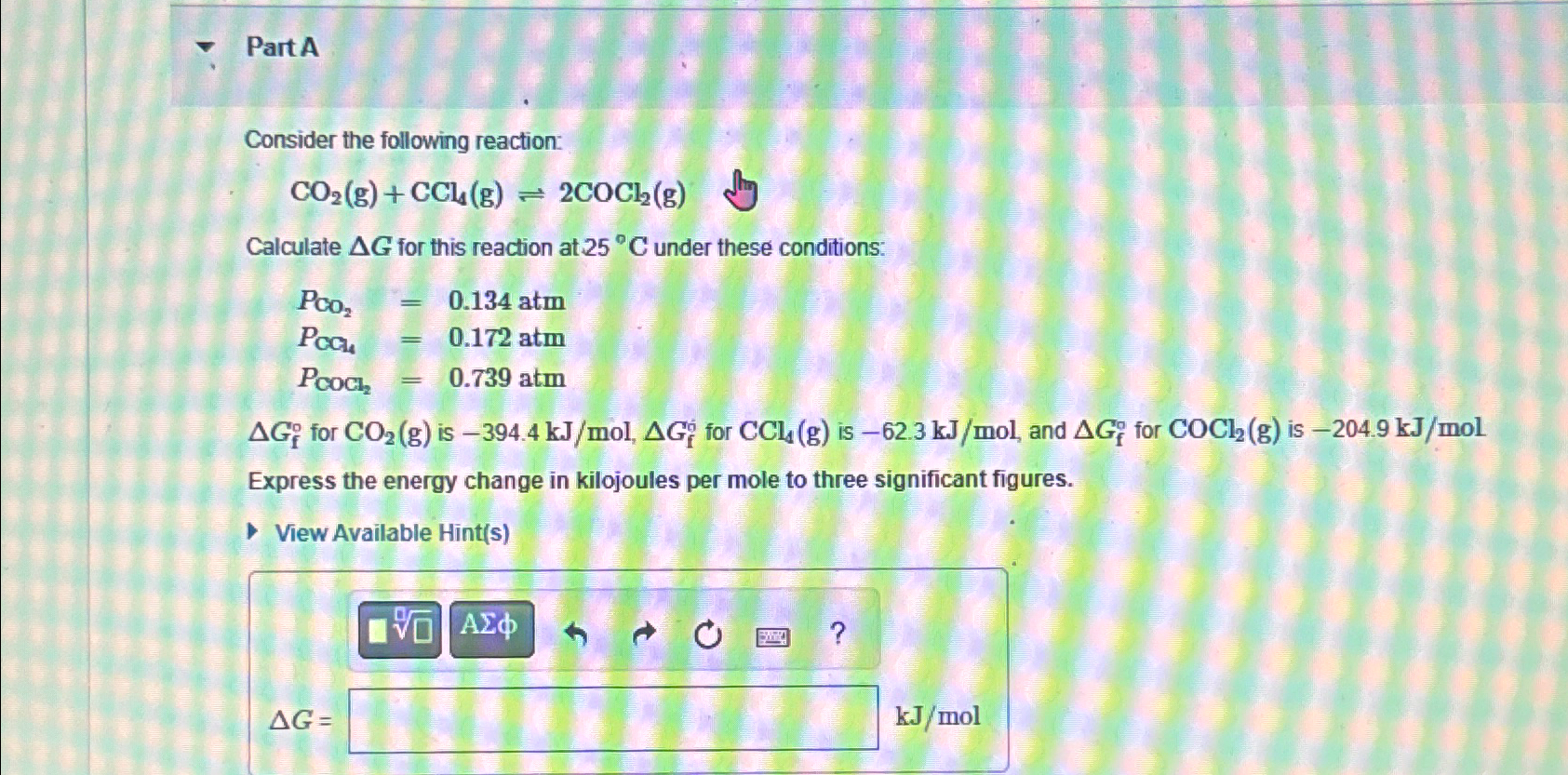 Solved Part AConsider the following | Chegg.com