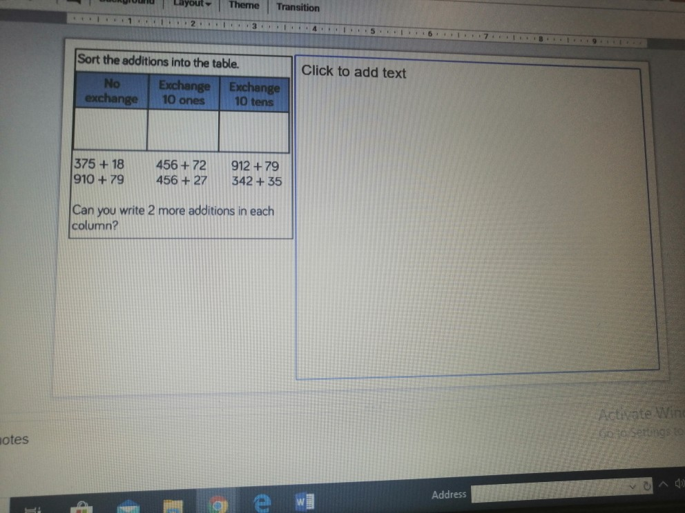 Solved Layout Theme Transition 12345 Click to add text Sort | Chegg.com