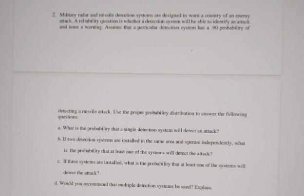 Solved Military radar and missile detection systems are | Chegg.com