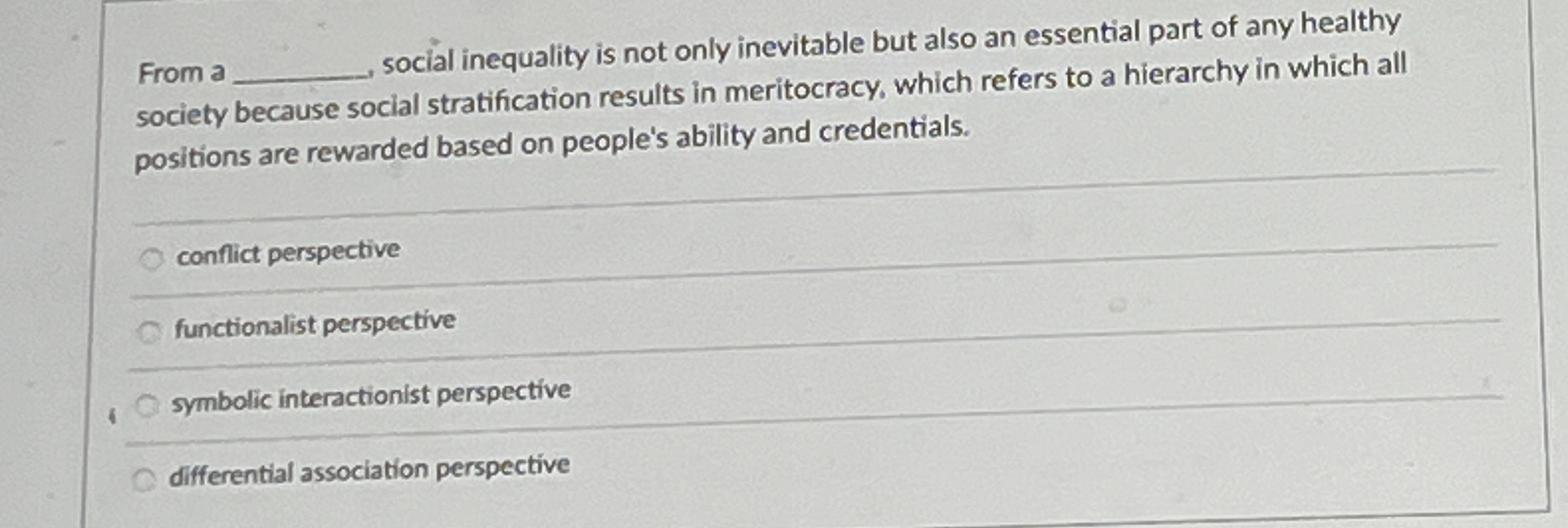Solved From a ﻿social inequality is not only inevitable | Chegg.com