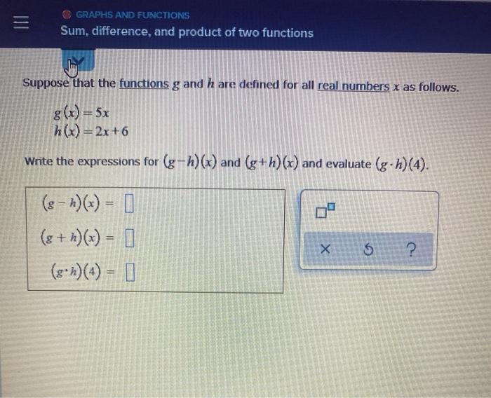 Solved GRAPHS AND FUNCTIONS Sum, difference, and product of | Chegg.com