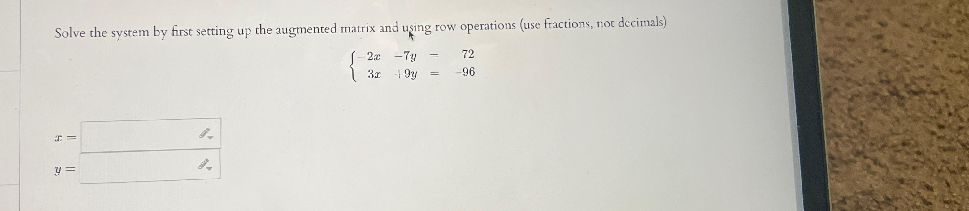Solved Solve the system by first setting up the augmented | Chegg.com